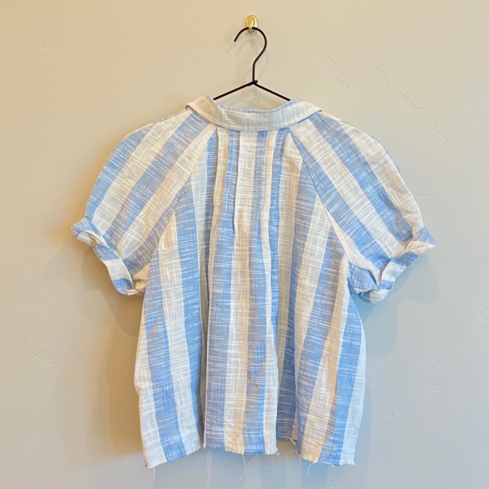 Free People | Tops | Free People Away At Sea Striped Linen Button Top ...
